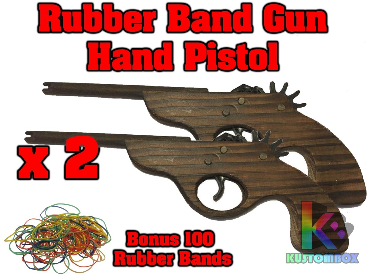 2 x Musket Rubber Band Gun Timber Pistol Launcher Wooden Toy — Kustombox
