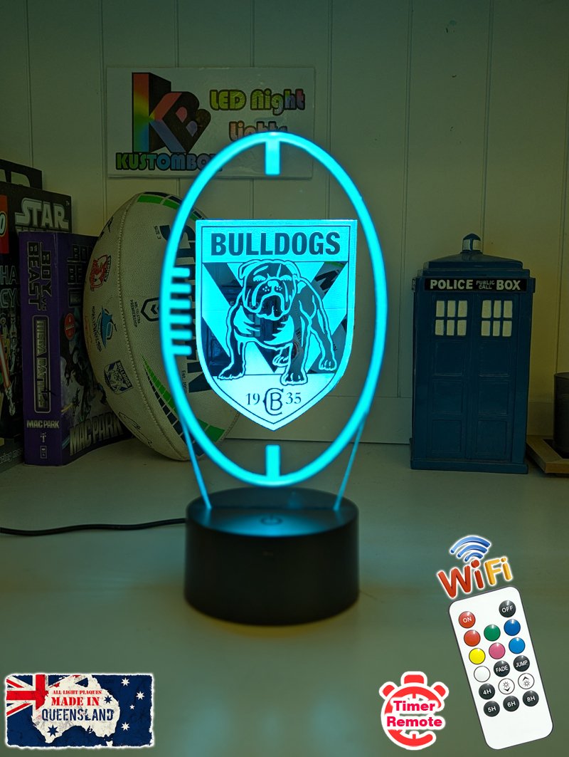Canterbury Bulldogs Rugby League NRL 3D LED Night Light Lamp — Kustombox
