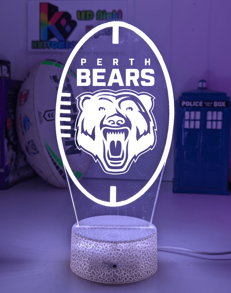 Perth Bears Personalised Rugby League Ball Shaped LED Night Light Lamp ...