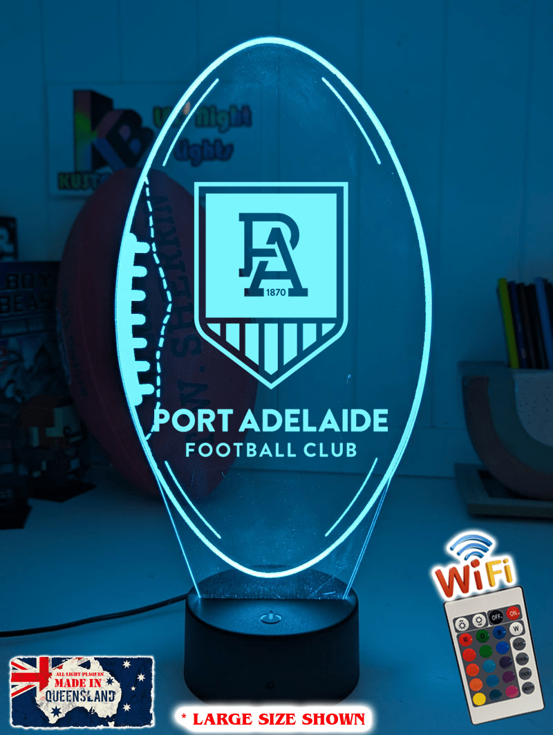 Port Power Adelaide Australian Football 3D LED Night Light — Kustombox