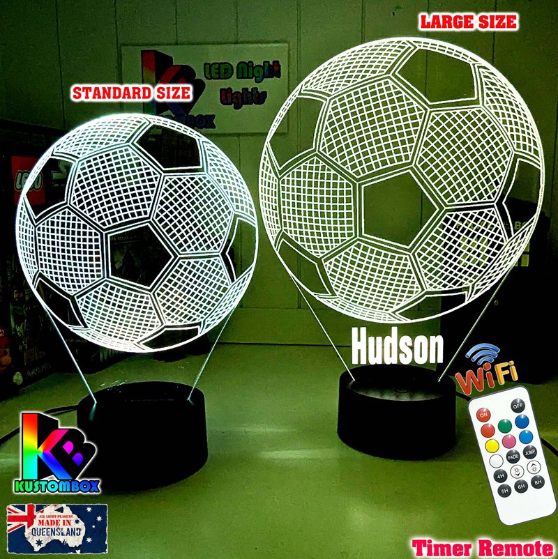 Soccer Ball Football Personalised Name 3D LED Night Light Lamp — Kustombox