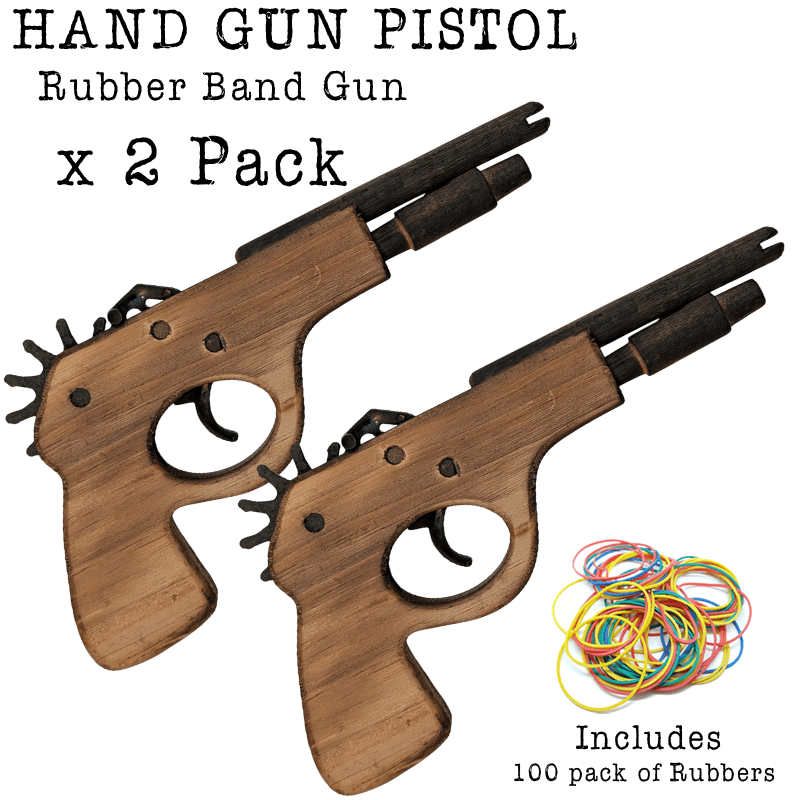 Timber Hand Pistol Wooden Rubber Band Gun Classic Wooden Toy — Kustombox