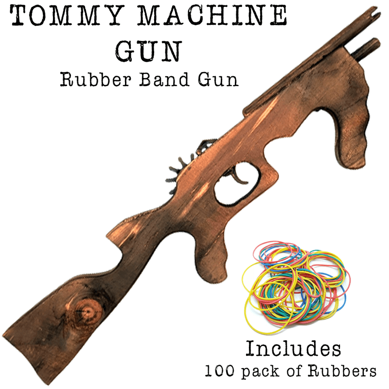 Tommy Machine Gun Wooden Rubber Band Gun Handmade Wooden Toy — Kustombox