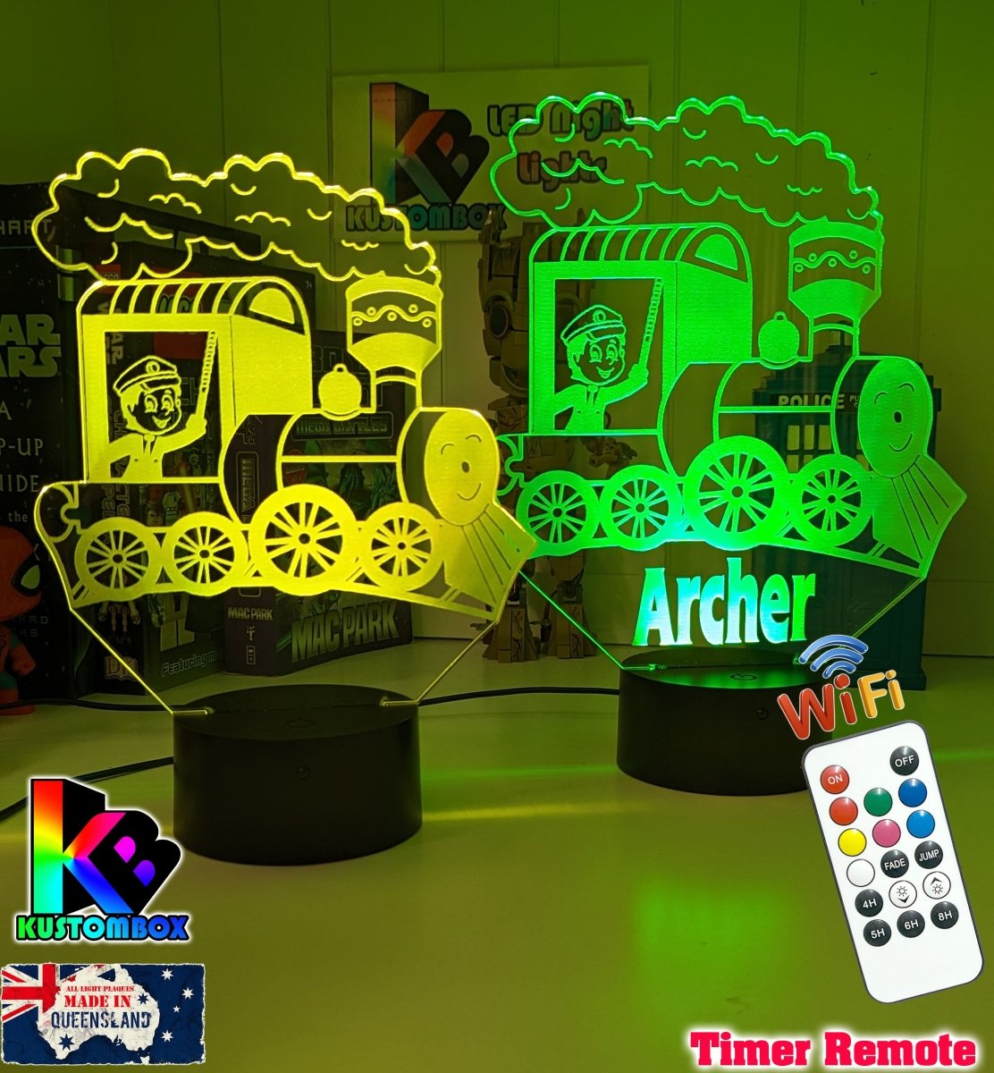 Train and Driver Personalised Name 3D LED Night Light Lamp — Kustombox
