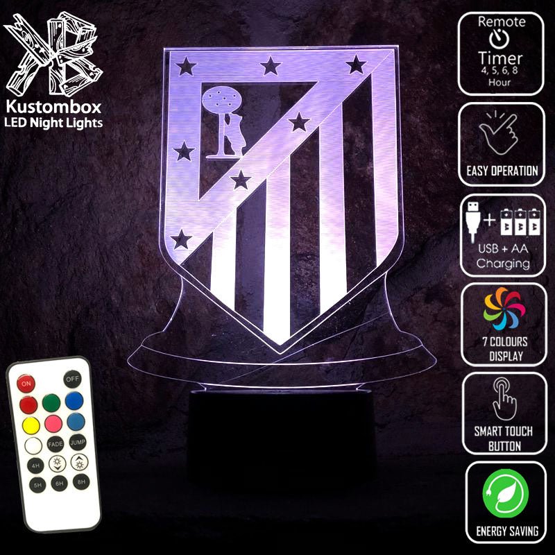 ATLETICO MADRID Football Club Soccer 3D LED Night Light Lamp — Kustombox