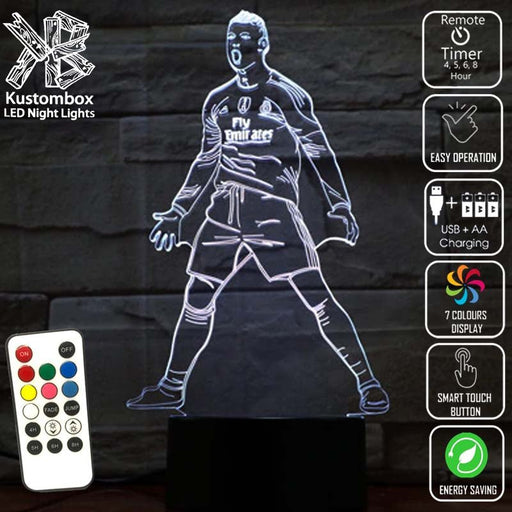 Soccer Football Player Personalised 3D LED Night Light Room Lamp ...