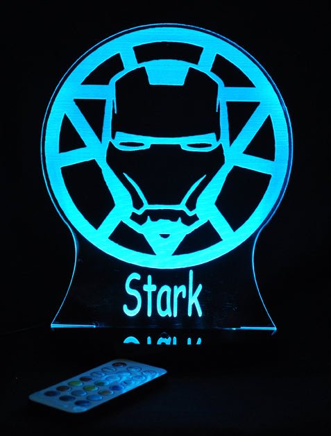 Personalised Iron Man Name Light 3D LED Night Light Lamp — Kustombox
